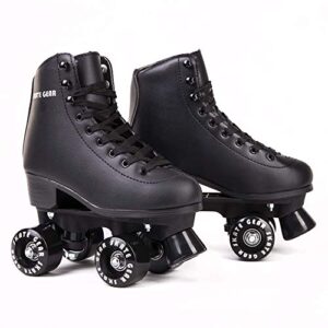 skate gear extra support quad roller skates for kids and adults (black, women's 6 / youth 5 / men's 5)