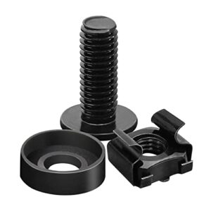 leadrise 50-pack m6 x 16mm computer rack mount cage screws and nuts & washers for rack mount server cabinet, rack mount screw cage nut - black