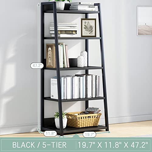 IOTXY 5 Tier Open Bookshelf - Steel and Wood Display Stand, 50CM Width Floor-Standing Bookcase, Black