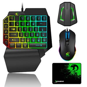 gaming keyboard and mouse combo, wired 39 keys mechanical feeling rainbow led backlit keyboard and rgb gaming mouse and led backlit converter compatible with ps4/xbox one/nintendo switch/ps3 /pc