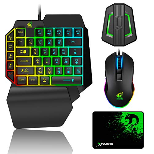 Gaming Keyboard and Mouse Combo, Wired 39 Keys Mechanical Feeling Rainbow LED Backlit Keyboard and RGB Gaming Mouse and LED Backlit Converter Compatible with PS4/Xbox One/Nintendo Switch/PS3 /PC