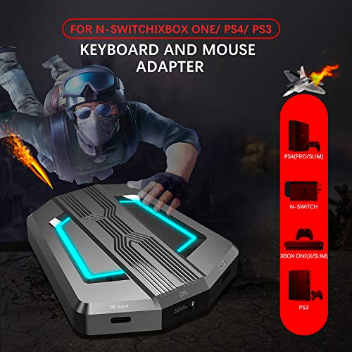 Gaming Keyboard and Mouse Combo, Wired 39 Keys Mechanical Feeling Rainbow LED Backlit Keyboard and RGB Gaming Mouse and LED Backlit Converter Compatible with PS4/Xbox One/Nintendo Switch/PS3 /PC