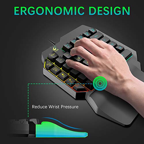 Gaming Keyboard and Mouse Combo, Wired 39 Keys Mechanical Feeling Rainbow LED Backlit Keyboard and RGB Gaming Mouse and LED Backlit Converter Compatible with PS4/Xbox One/Nintendo Switch/PS3 /PC