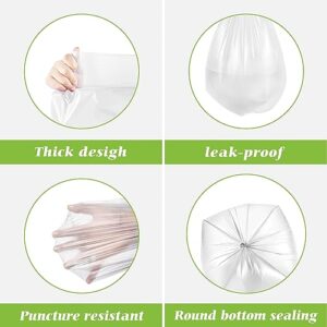 5 Gallon 330 Counts Strong Trash Bags Garbage Bags by Teivio, Bathroom Trash Can Bin Liners, Plastic Bags for home office kitchen, Clear