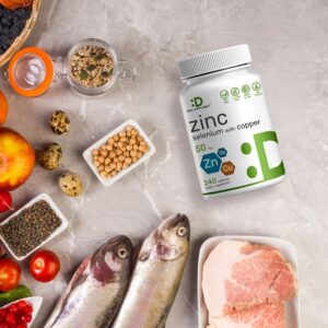 Zinc 50mg with Selenium 200mcg + Copper, 240 Capsules, 8 Month Supply, 3 in 1 Mineral Formula, Zinc Picolinate Complex Supplement, Supports Healthy Immune System for Adults and Kid