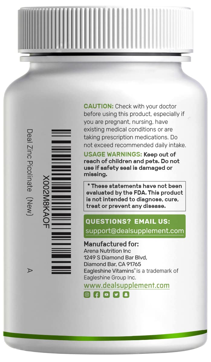 Zinc 50mg with Selenium 200mcg + Copper, 240 Capsules, 8 Month Supply, 3 in 1 Mineral Formula, Zinc Picolinate Complex Supplement, Supports Healthy Immune System for Adults and Kid