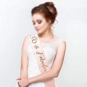 30th Birthday Sash and Tiara for Women, Rose Gold Birthday Sash Crown 30 & Fabulous Sash and Tiara for Women, 30th Birthday Gifts for Happy 30th Birthday Party Supplies