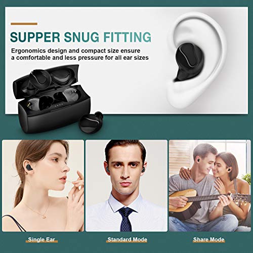 YW YUWISS Bluetooth 5.0 True Wireless Earbuds Touch Control with Charging Case Cordless in Ear Headphones IPX4 Waterproof with Noise Cancelling Mic for Apple iPhone Android Samsung