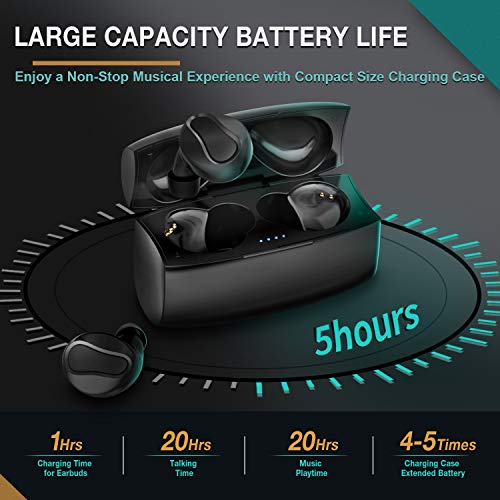 YW YUWISS Bluetooth 5.0 True Wireless Earbuds Touch Control with Charging Case Cordless in Ear Headphones IPX4 Waterproof with Noise Cancelling Mic for Apple iPhone Android Samsung