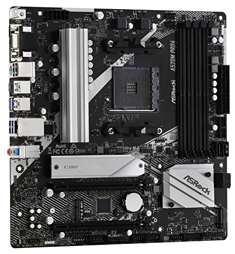 ASRock A520M Pro4 AMD Ryzen 3000/4000 Series (Soket AM4) Compatible with A520 Chipset, Micro ATX Motherboard [Domestic Authorized Dealer Product]