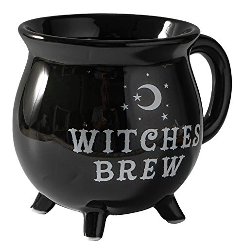 SUMMIT COLLECTION 12 fl oz Witch's Brew Cauldron Mug Ceramic Drinkware Halloween Decor Tabletop Decoration (Black)