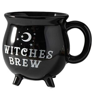 SUMMIT COLLECTION 12 fl oz Witch's Brew Cauldron Mug Ceramic Drinkware Halloween Decor Tabletop Decoration (Black)