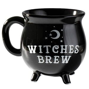 SUMMIT COLLECTION 12 fl oz Witch's Brew Cauldron Mug Ceramic Drinkware Halloween Decor Tabletop Decoration (Black)