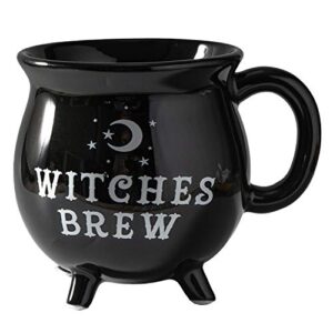 SUMMIT COLLECTION 12 fl oz Witch's Brew Cauldron Mug Ceramic Drinkware Halloween Decor Tabletop Decoration (Black)