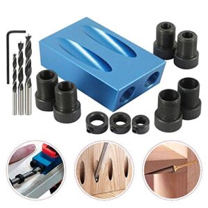 14pcs pocket hole jig kit - 15° punch locator angle woodworking tool hole screw jig positioner drilling kit bit jig clamps for woodworking - dowel drill guide joiner woodworking tools for drilling