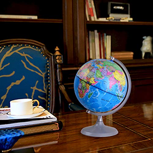 woodlev 8 inch Illuminated Globe, Stand-Educational Geographic Globe, Built in LED Night Light with World Locations and Constellation View