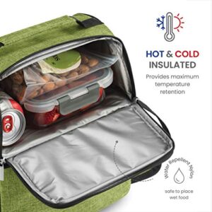 FineDine Lunch Bag with Glass Containers - Insulated Lunch Box for Women and Men - Leakproof Locking Lids & Ice Pack - 2-Compartment Cooler Tote for Work (Limerick)