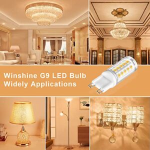 winshine G9 LED Bulb 3000K Warm White, G9 Light Bulb 4W (40W Halogen Equivalent), G9 Bi Pin Ceramic Base 360°Beam Angle 400 Lumen for Chandelier Ceiling Pendant Lighting No-Dimmable, 6 Pack