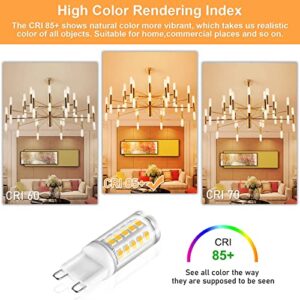 winshine G9 LED Bulb 3000K Warm White, G9 Light Bulb 4W (40W Halogen Equivalent), G9 Bi Pin Ceramic Base 360°Beam Angle 400 Lumen for Chandelier Ceiling Pendant Lighting No-Dimmable, 6 Pack