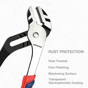 WORKPRO 10-Inch Groove Joint Pliers, Adjustable Water Pump Pliers in CRV Steel for Home Repair, Gripping, Nuts, Bolts, Pipe & Fittings