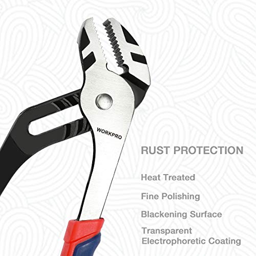 WORKPRO 10-Inch Groove Joint Pliers, Adjustable Water Pump Pliers in CRV Steel for Home Repair, Gripping, Nuts, Bolts, Pipe & Fittings