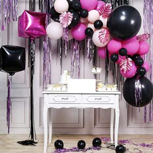 Kubert Silver Black and Pink Metallic Balloons and Clear Latex Pre-Filled with Silver Confetti 50Pack 12 Inch for Wedding Anniversary Bachelorette Bridal Shower Birthday and Graduation Party Supplies