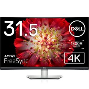 dell s3221qs 32 inch curved 4k uhd, va ultra-thin bezel monitor, amd freesync, hdmi, displayport, built in speakers, vesa certified, silver