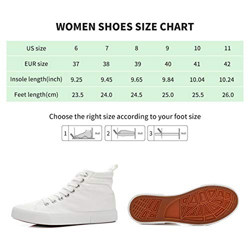 yageyan Womens High Top Canvas Sneakers Fashion Classic Shoes Comfortable White and Leopard Walking Shoes(White11)