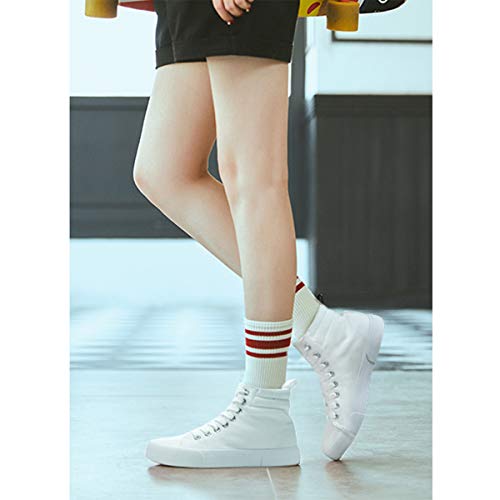 yageyan Womens High Top Canvas Sneakers Fashion Classic Shoes Comfortable White and Leopard Walking Shoes(White11)