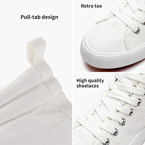 yageyan Womens High Top Canvas Sneakers Fashion Classic Shoes Comfortable White and Leopard Walking Shoes(White11)