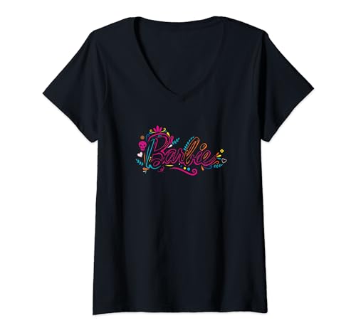 Barbie - Dia de Muertos Logo V-Neck T-Shirt