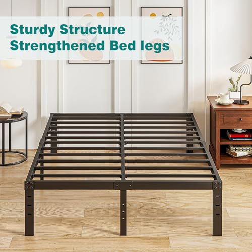 ZIYOO California King Bed Frames, 18'' Platform Bed Frame, 2000lbs Heavy Duty Steel Slat, Non-Slip Design, No Box Spring Needed, Easy Assembly, Quiet Noise Free, Under Bed Storage Space