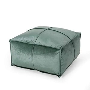 christopher knight home harrison modern glam velvet square bean bag ottoman, turquoise