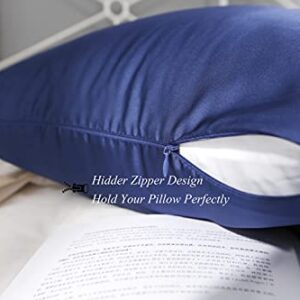 100% Mulberry Silk Pillowcase for Hair and Skin, Both Side 19 Momme Silk with Hidden Zipper,2 Pack (Navy Blue, Standard)