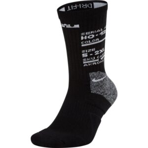 Nike Men`s LeBron Elite Crew Socks 1 Pair (Black(CK6784-010)/W, Medium)