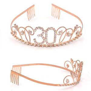 "Talk Thirty to me" Sash and Rhinestone Crown Set - 30th Birthday Party Gifts Birthday Sash for Women Birthday Party Supplies