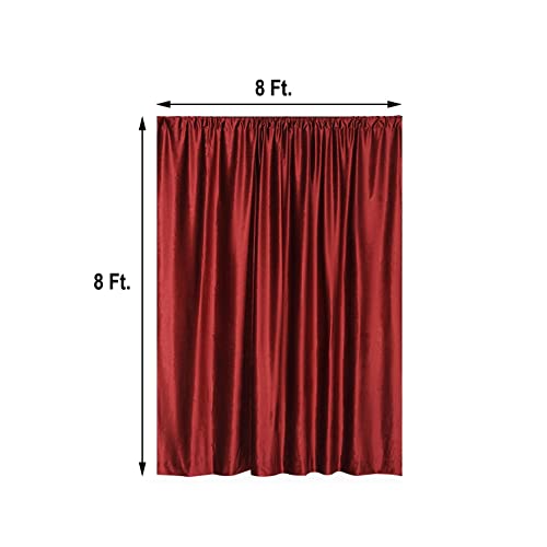 BalsaCircle 8 feet x 8 feet Wine Velvet Backdrop Curtain - Wedding Ceremony Reception Home Party Events Photo Booth Home Decorations