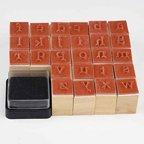 Wooden Rubber Stamps, Miayon 52Pcs Vintage Wood Letter Stamps Alphabet Stamps for Card Making DIY Craft Scrapbooking