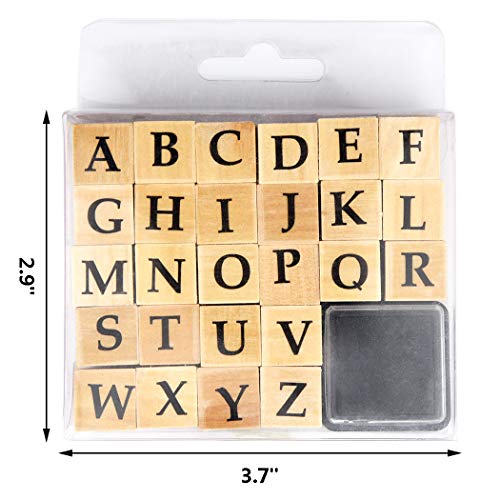 Wooden Rubber Stamps, Miayon 52Pcs Vintage Wood Letter Stamps Alphabet Stamps for Card Making DIY Craft Scrapbooking