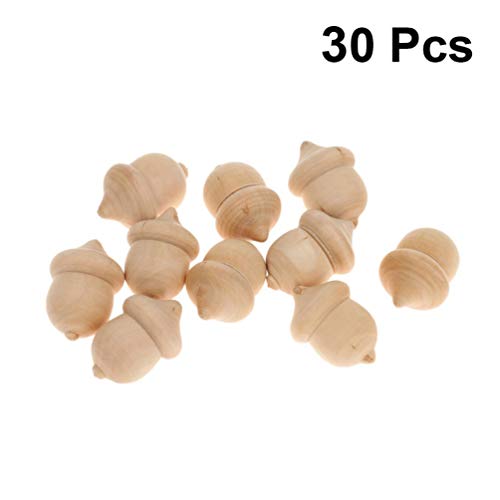 30 Pcs Wooden Acorns Unfinished Wood Acorn Wood Craft for DIY Crafts Painting Art Projects Home Decor