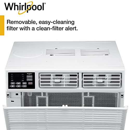 Whirlpool WHHW242AW 24,000 230V Window-Mounted Air Conditioner with Heat, Cools Rooms Up to 1,500 Sq. Ft, with Remote Control and Timer, 24000 BTU, White