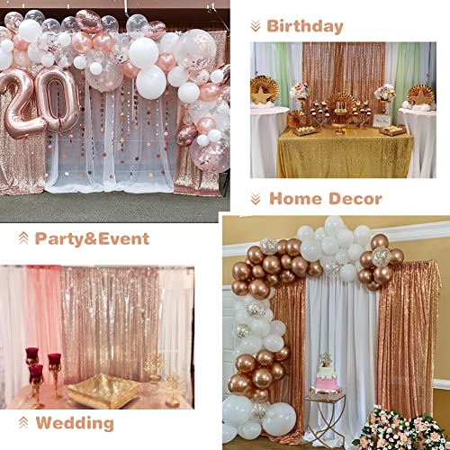 Sequin Backdrop Curtain Eternal Beauty Glitter Sequin Background for Wedding Party Decor (2 Panels, W2 x H8FT,Rose Gold)