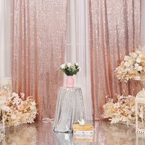 sequin backdrop curtain eternal beauty glitter sequin background for wedding party decor (2 panels, w2 x h8ft,rose gold)