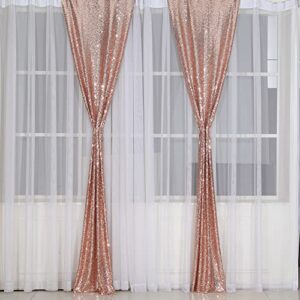 Sequin Backdrop Curtain Eternal Beauty Glitter Sequin Background for Wedding Party Decor (2 Panels, W2 x H8FT,Rose Gold)