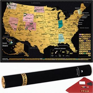 detailed scratch off usa map with scratcher - 24x16 easy to frame 63 national parks scratch off travel poster of the united states of america - large scratchable us map with landmarks and states flags