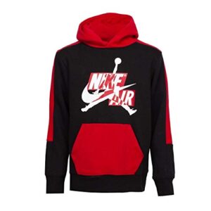 nike air jordan big boys' (kids) jumpman classics pullover hoodie (black/red, medium)