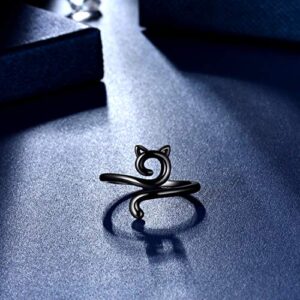 beautlace Cute Cat Adjustable Rings Black Gun Plated Lovely Cats Animals Open Ring Jewelry for Women KR0029K