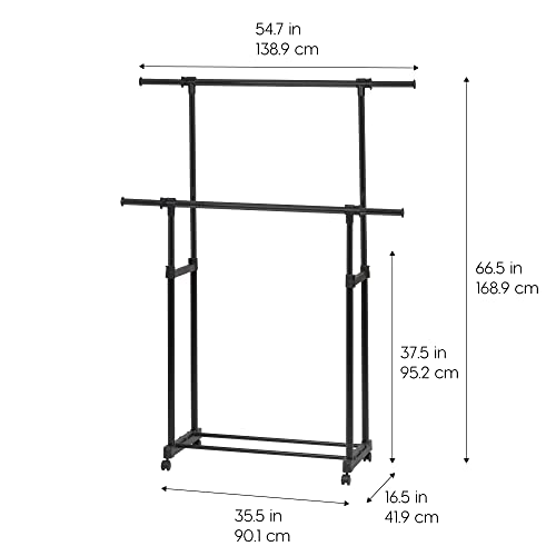 IRIS USA Adjustable and Extendable Double-Rod Clothes Garment Rack