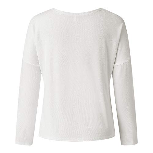 WUAI-Women Oversized Sweater Knitted Deep V-Neck Long Sleeve Wrap Front Loose Sweater Pullover Jumper Tops Plus Size(White,4X-Large)