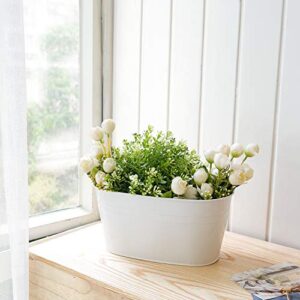 Dahey Metal Iron Hanging Flower Pots for Railing Fence Hanging Bucket Pots Countryside Style Window Flower Plant Holder with Detachable Hooks Home Decor,White,3 Pcs